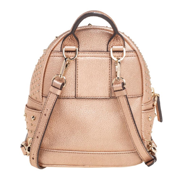 MCM Metallic Beige Leather XS Stark Studded Backpack at 1stDibs