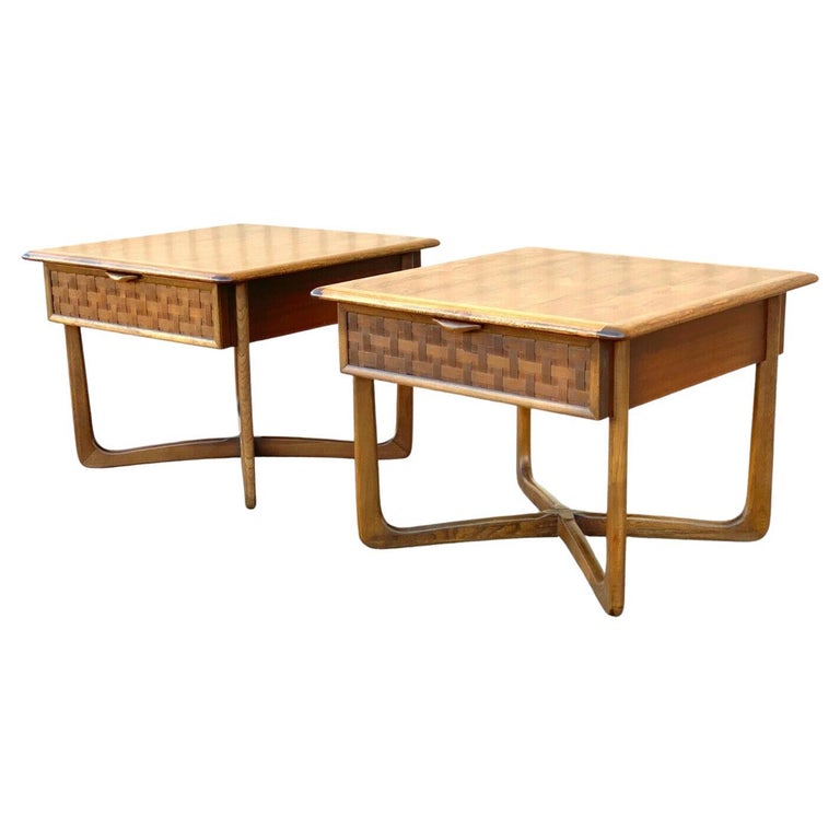 MCM Mid-Century Modern Pair of Lane Perception End Tables Walnut Wood ...
