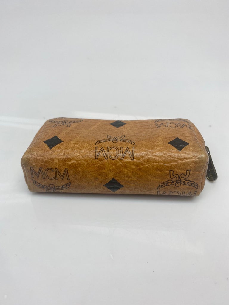 MCM Monogram Tan Coin Purse Keychain For Sale at 1stDibs