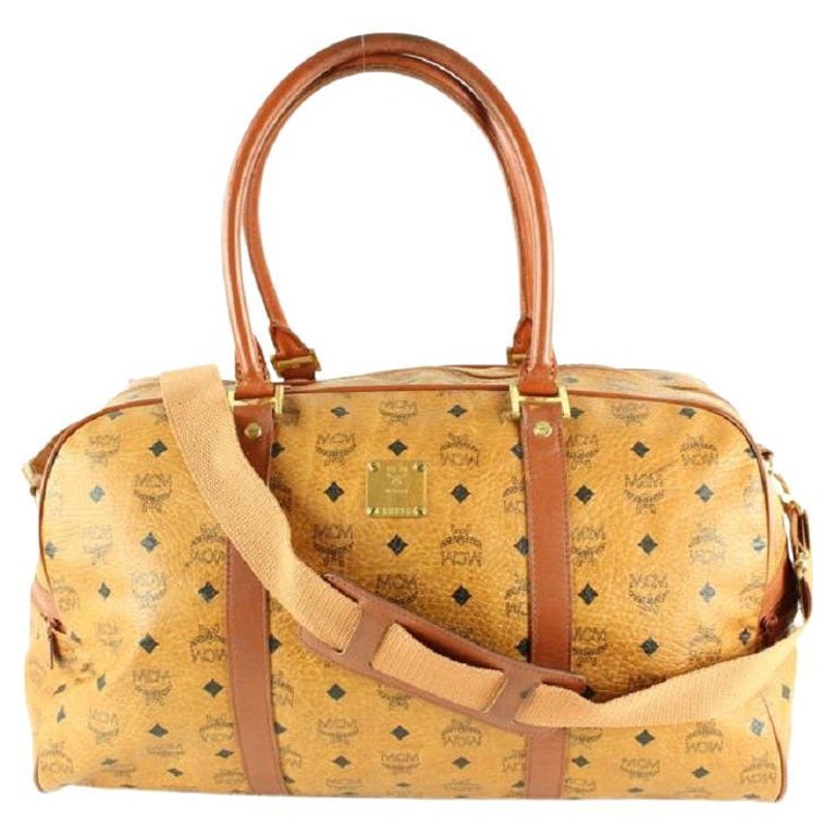 MCM Visetos Boston Duffle Bag mit Riemen, 3 m L1230, Monogramm im ...