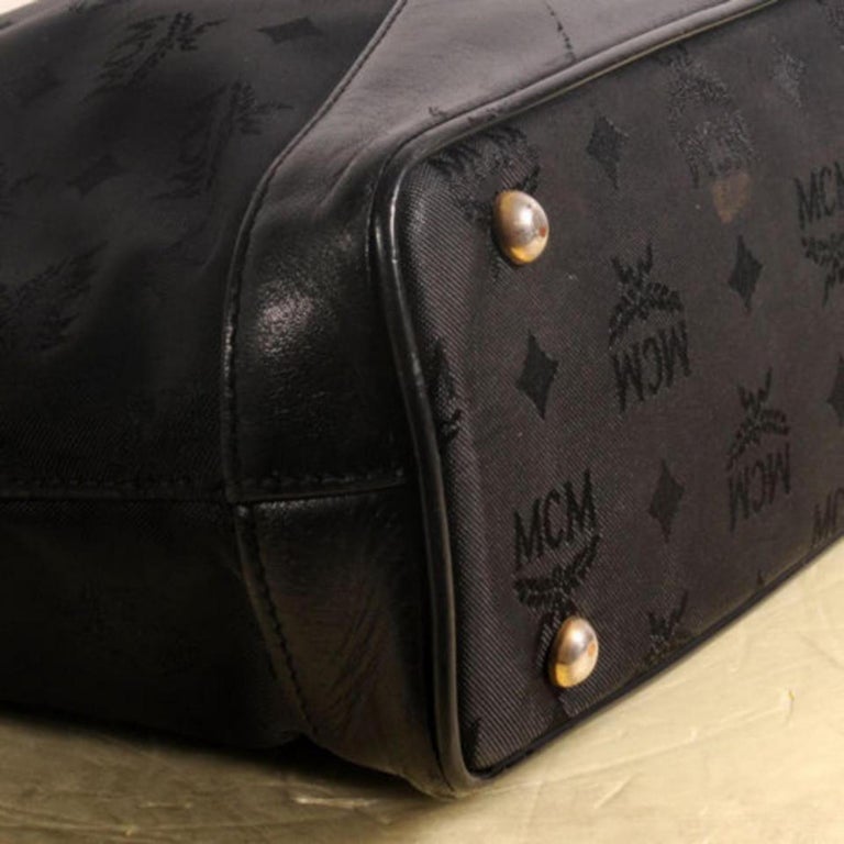 MCM Monogram Visetos Tote 868500 Black Vinyl Shoulder Bag For Sale at ...