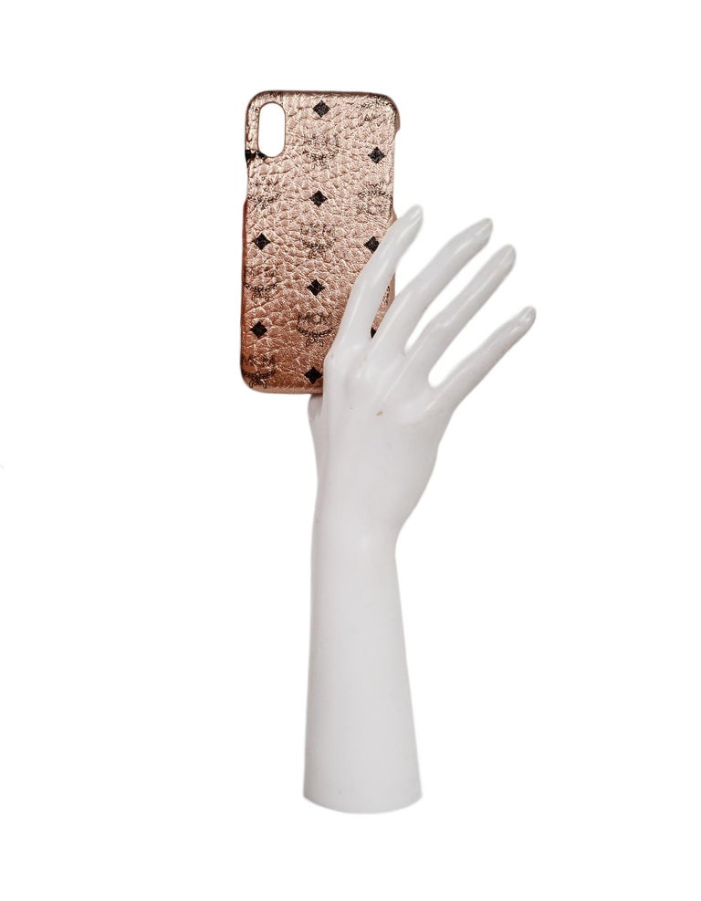 MCM NWT Champagne Gold Monogram Visetos iPhone X phone case For Sale at ...