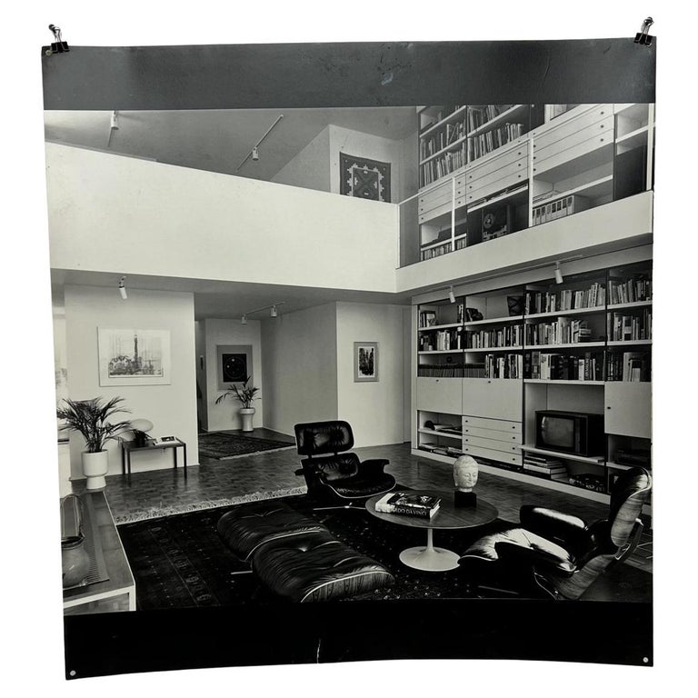 MCM Old Black and White Art Photograph #2 Modern Home Library For Sale ...
