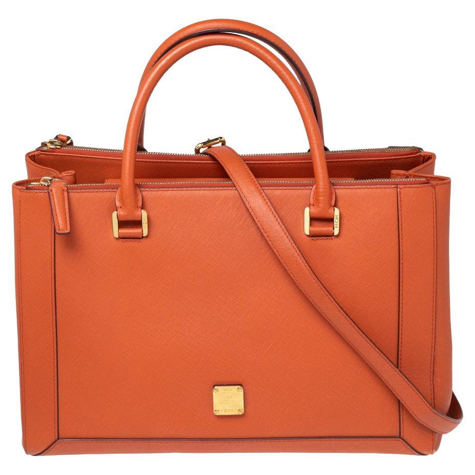 MCM Studded Bucket 868497 Black Coated Canvas Tote For Sale at 1stDibs