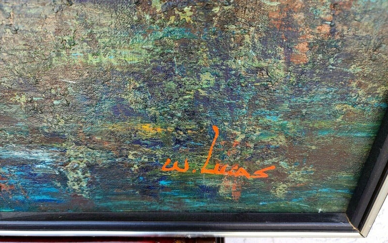 MCM Original Signed W Lucas Cityscape Oil Painting For Sale at 1stDibs ...