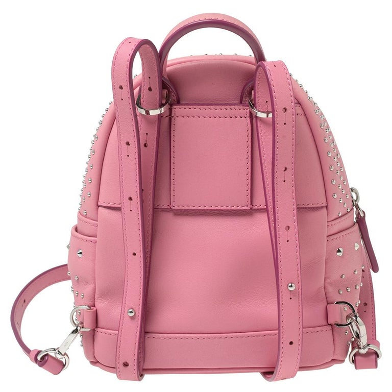 MCM Pink Leather X Mini Studded Stark-Bebe Boo Backpack at 1stDibs