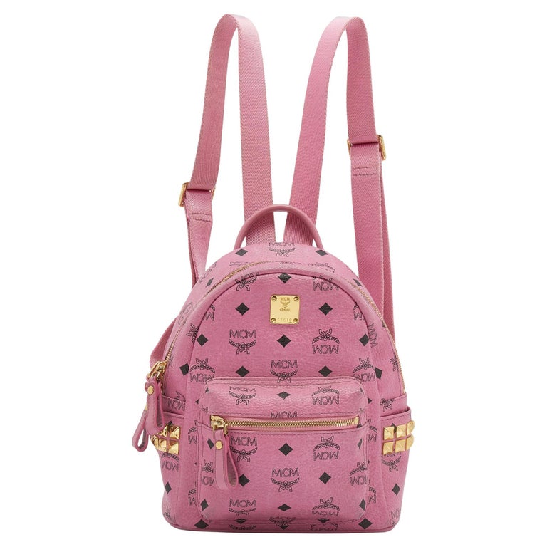 MCM Pink Visetos Coated Canvas Small Bebe Boo Backpack For Sale at 1stDibs