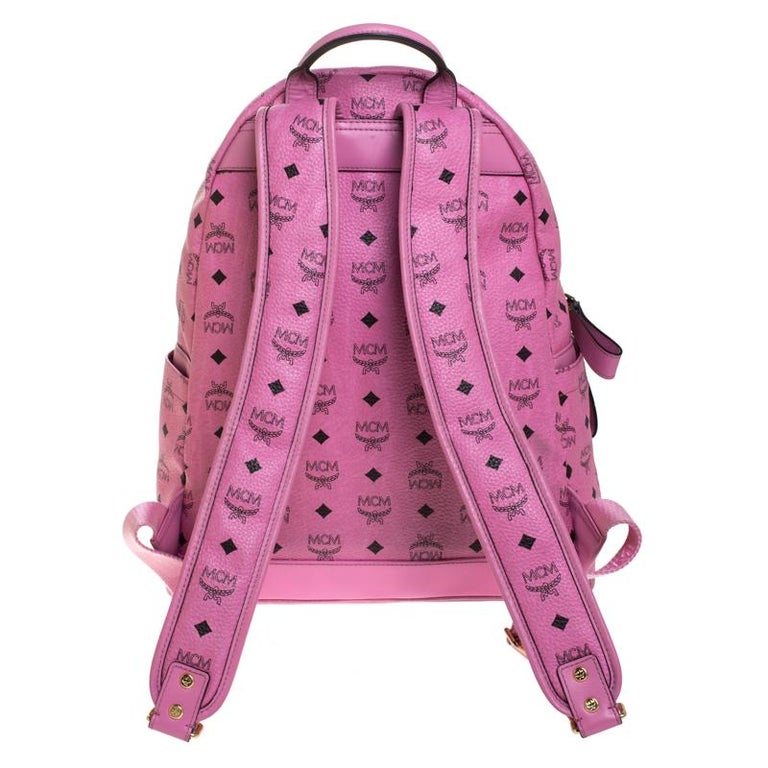 MCM Pink Visetos Leather Large Studs Stark Backpack at 1stDibs