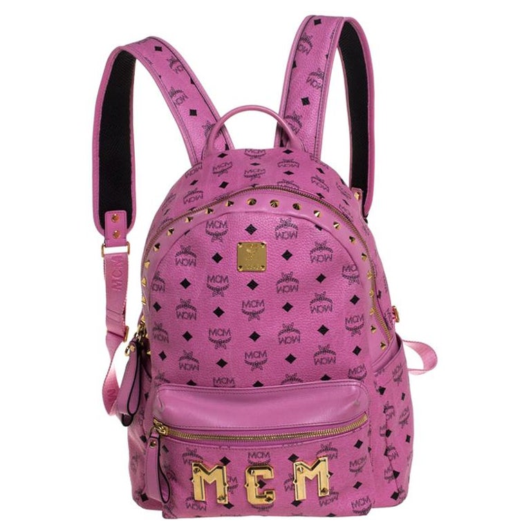 MCM Pink Visetos Leather Large Studs Stark Backpack at 1stDibs