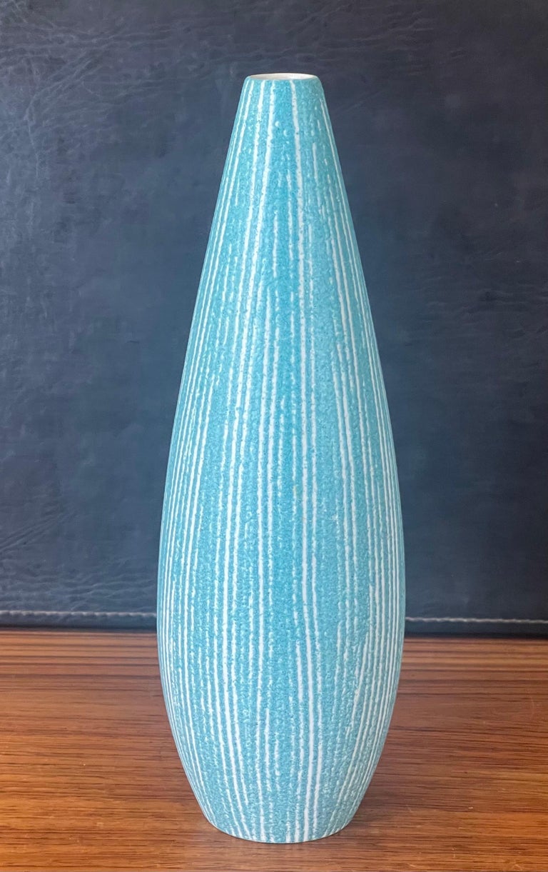 MCM Powder Blue Ceramic Vase by Hyalyn For Sale at 1stDibs