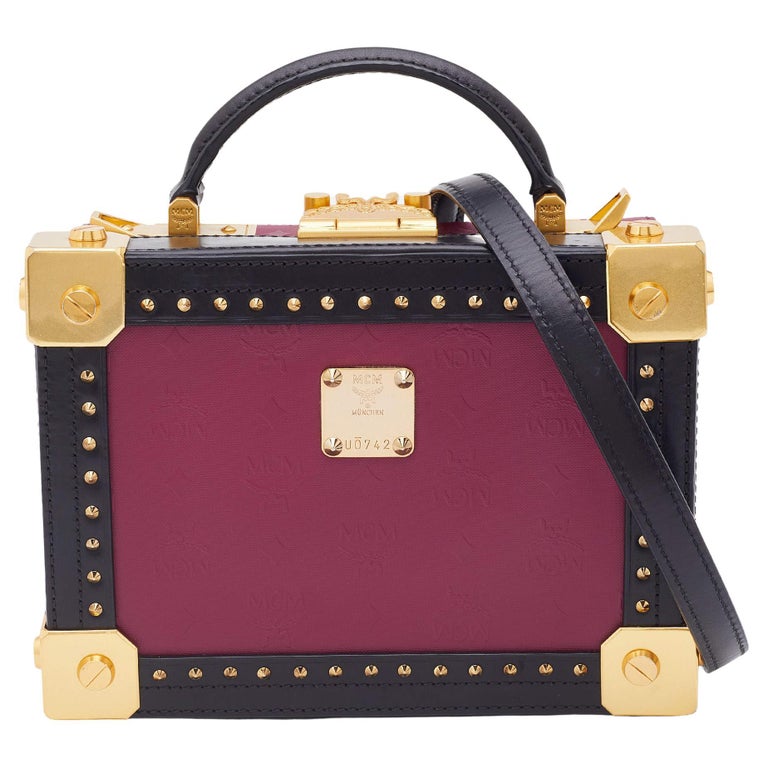 MCM Purple/Black Visetos Coated Canvas and Leather Berlin Box Bag For ...