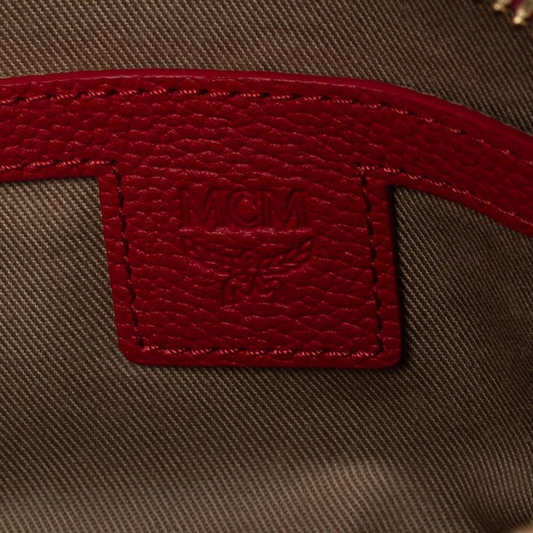 MCM Red Leather Chanswell Studded Camera Bag at 1stDibs
