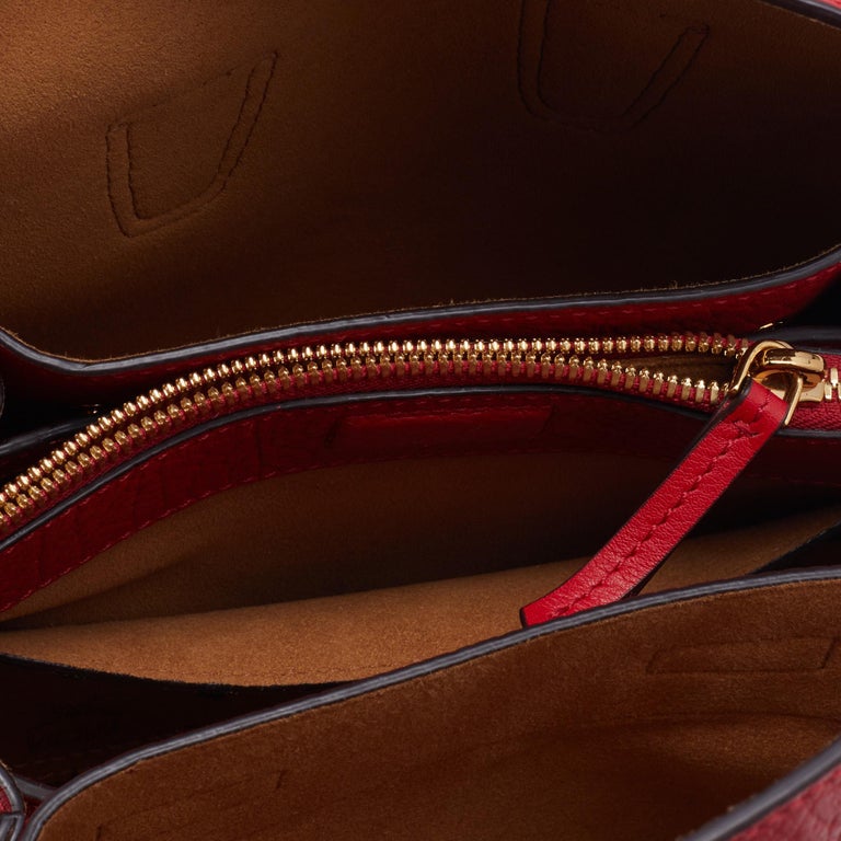 MCM Red Leather Crystal Embellished Milla Satchel For Sale at 1stDibs