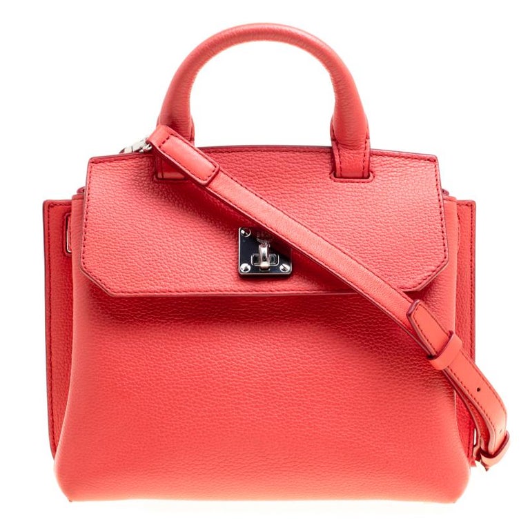 MCM Red Leather Small Milla Top Handle Bag For Sale at 1stDibs