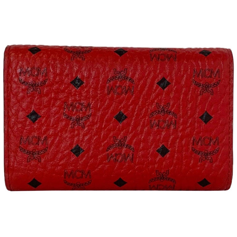MCM Red Visetos Medium Trifold Wallet w/ Box and Dustbag For Sale at ...