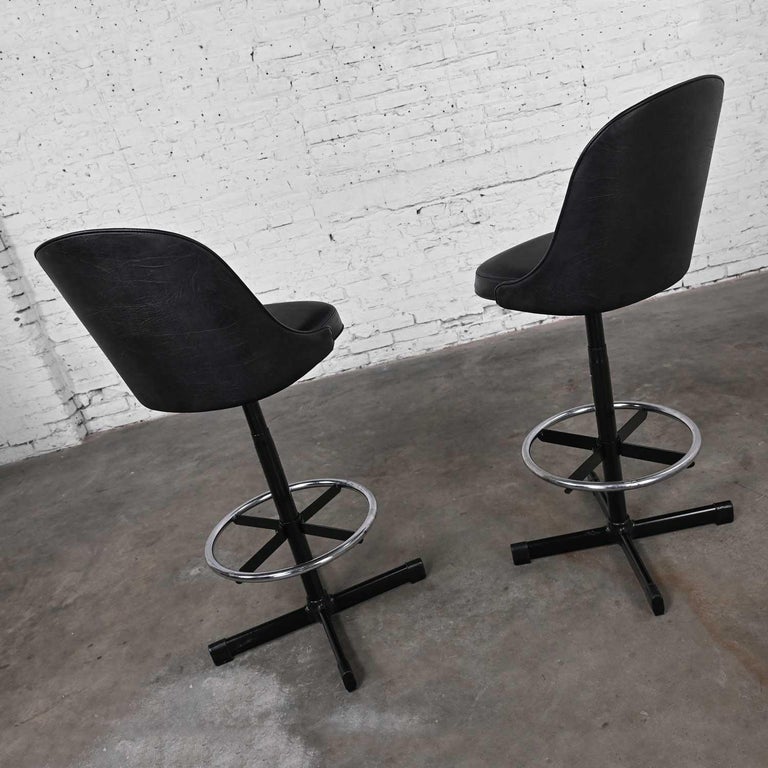 MCM Samsonite Black Vinyl Faux Leather and Chrome Bar or Counter Stools ...