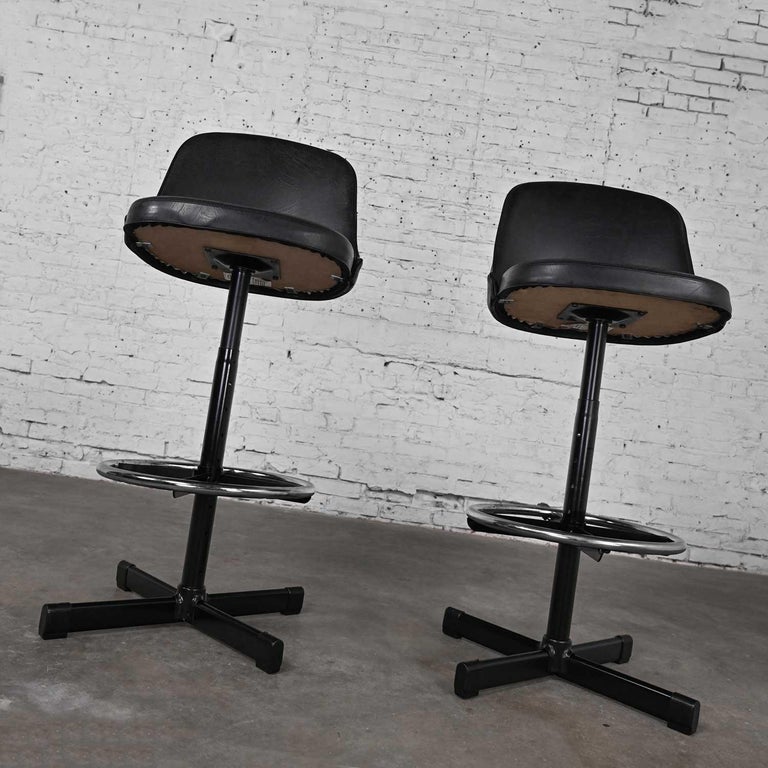 MCM Samsonite Black Vinyl Faux Leather and Chrome Bar or Counter Stools ...