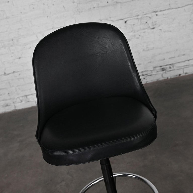 MCM Samsonite Black Vinyl Faux Leather and Chrome Bar or Counter Stools ...