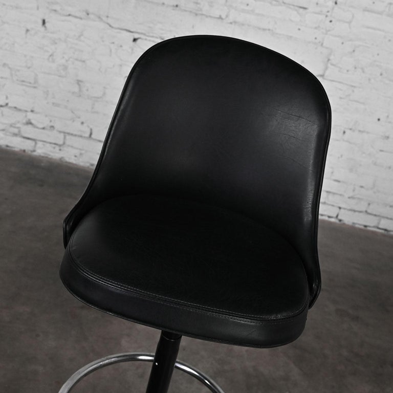 MCM Samsonite Black Vinyl Faux Leather and Chrome Bar or Counter Stools ...