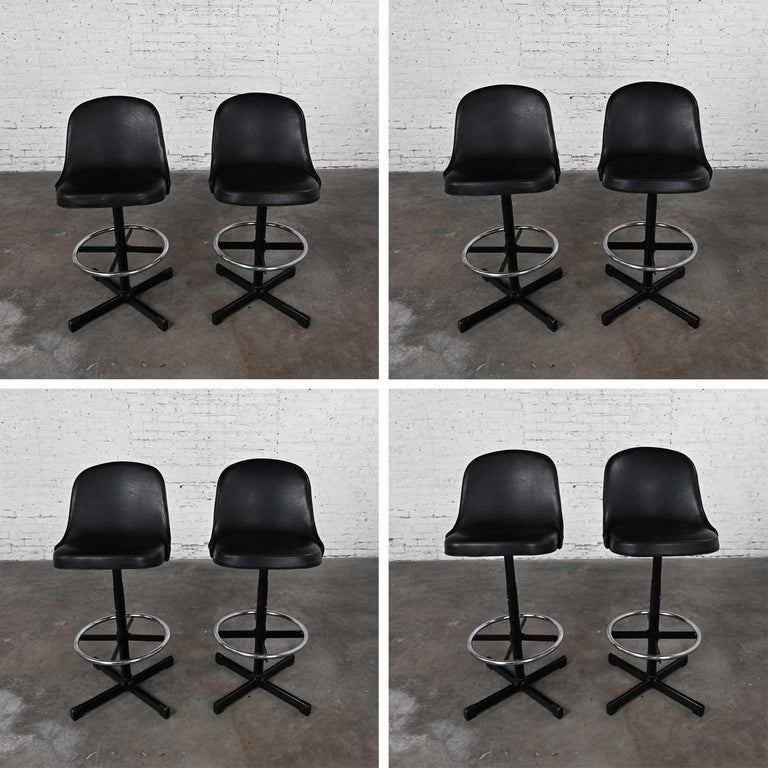 MCM Samsonite Black Vinyl Faux Leather and Chrome Bar or Counter Stools ...