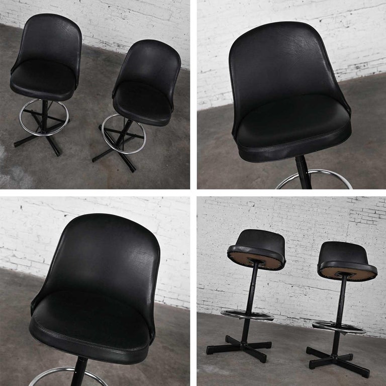 MCM Samsonite Black Vinyl Faux Leather and Chrome Bar or Counter Stools ...