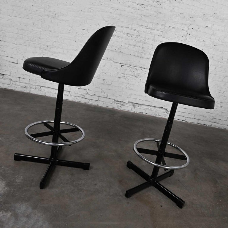 MCM Samsonite Black Vinyl Faux Leather and Chrome Bar or Counter Stools ...