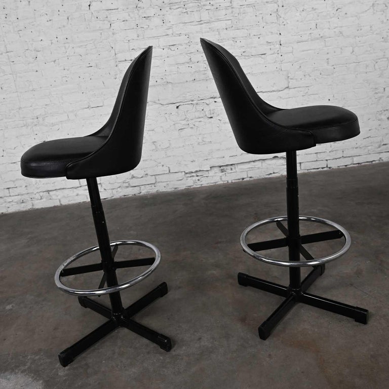 MCM Samsonite Black Vinyl Faux Leather and Chrome Bar or Counter Stools ...