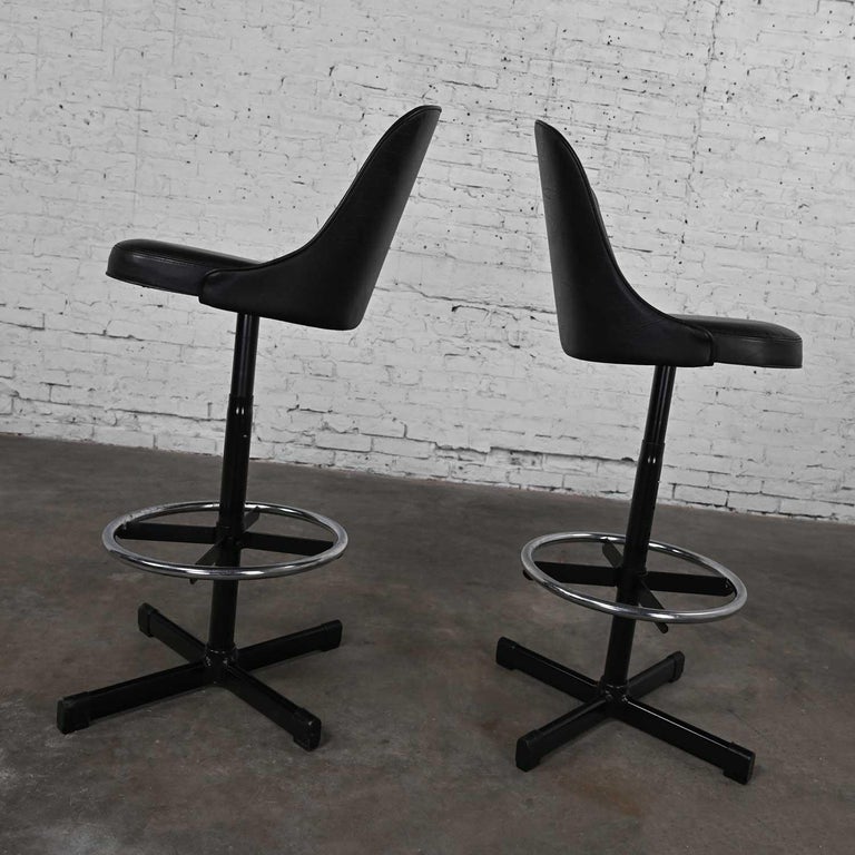 MCM Samsonite Black Vinyl Faux Leather and Chrome Bar or Counter Stools ...