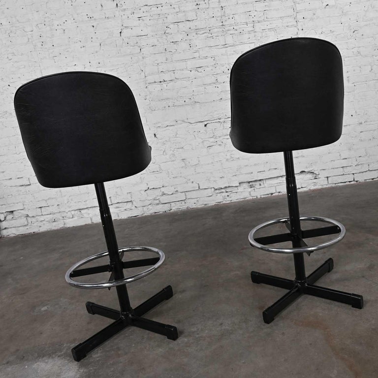 MCM Samsonite Black Vinyl Faux Leather and Chrome Bar or Counter Stools ...