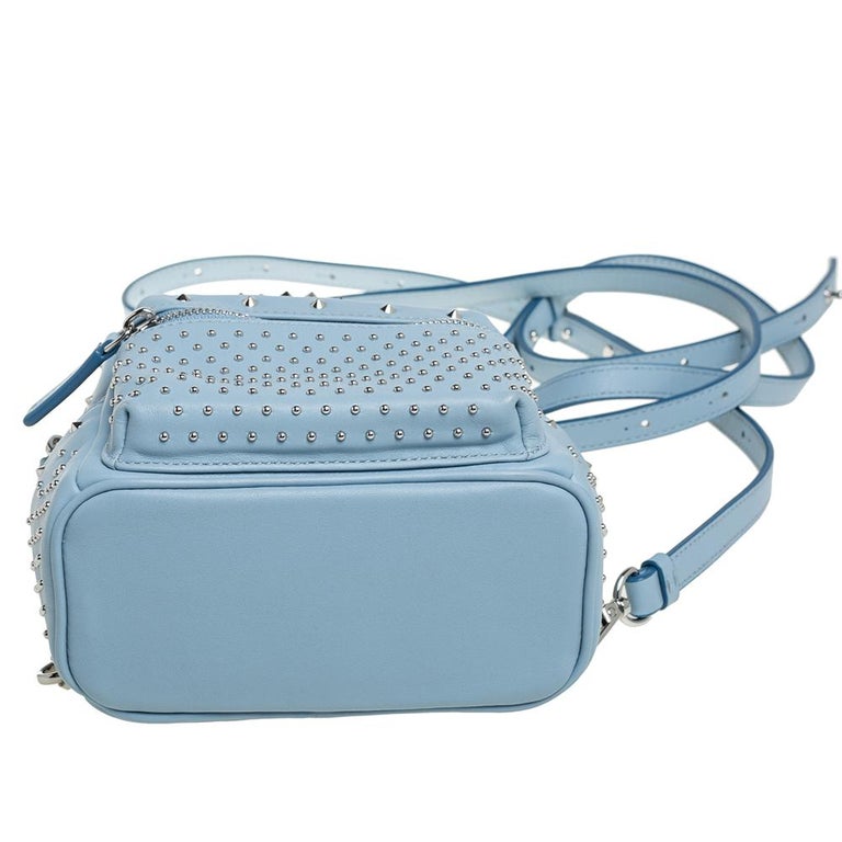 MCM Sky Blue Studded Leather Mini Stark Bebe Boo Backpack at 1stDibs