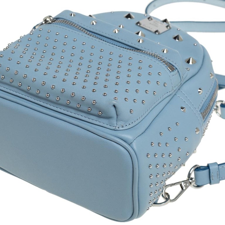 MCM Sky Blue Studded Leather Mini Stark Bebe Boo Backpack at 1stDibs