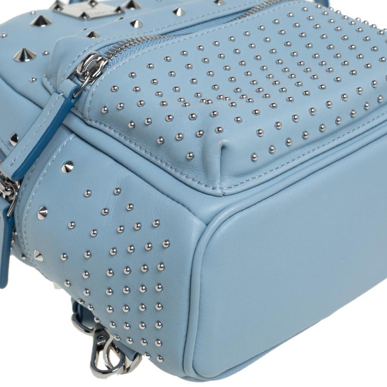 MCM Sky Blue Studded Leather Mini Stark Bebe Boo Backpack at 1stDibs
