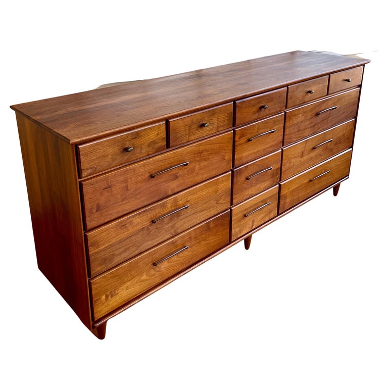 MCM Solid Walnut 14 Drawer Chest Of Drawers by ACE-HI Prelude ...