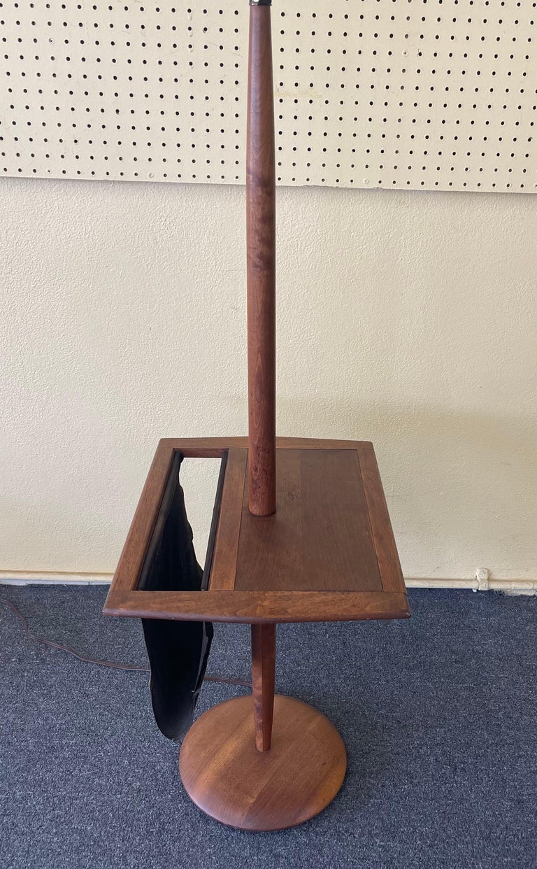 MCM Solid Walnut "Shaft" Table / Floor Lamp / Magazine Rack by Laurel ...