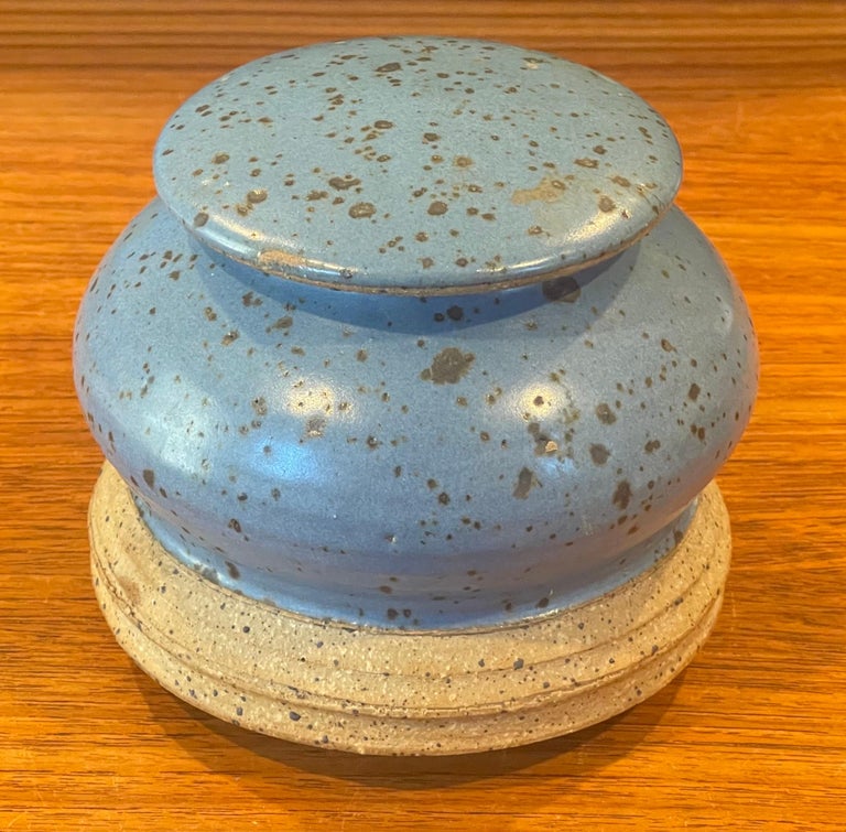 MCM Stoneware Studio Pottery Jar with Lid For Sale at 1stDibs