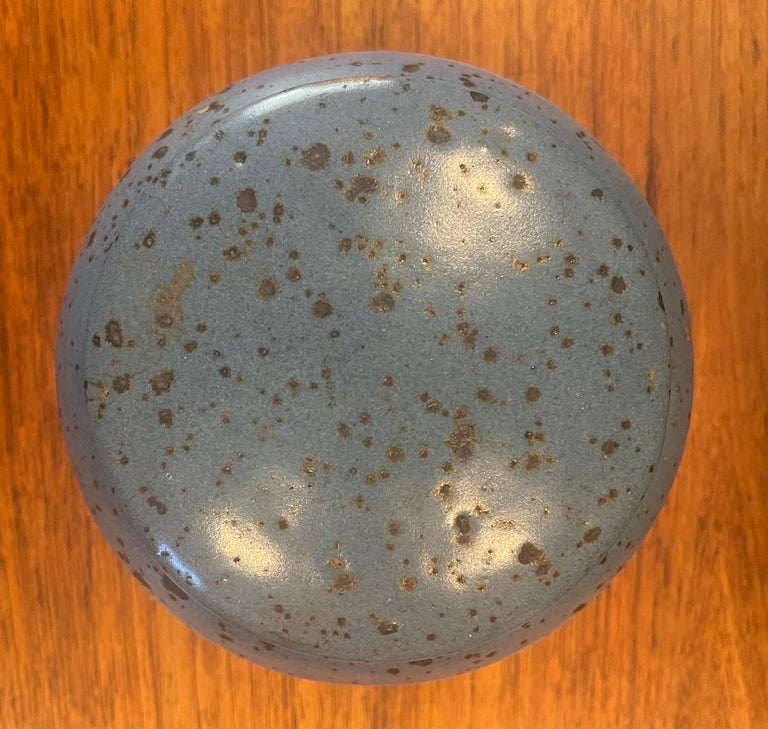 MCM Stoneware Studio Pottery Jar with Lid For Sale at 1stDibs