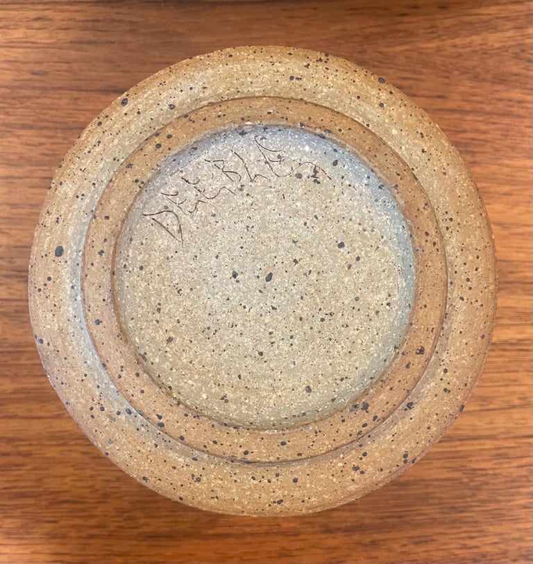 MCM Stoneware Studio Pottery Jar with Lid For Sale at 1stDibs