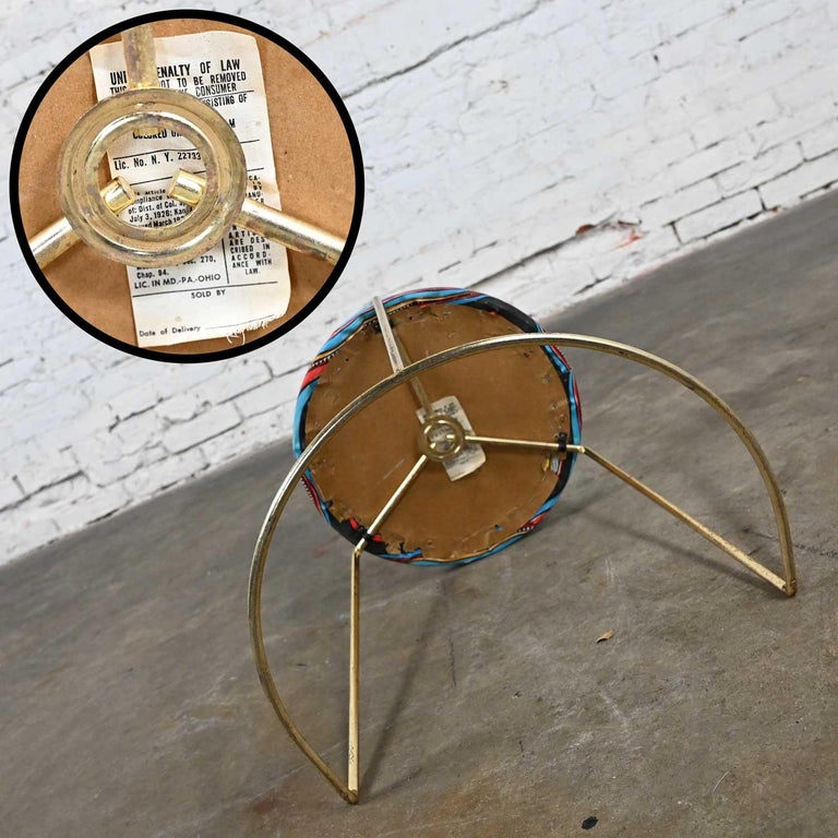 MCM Stool with Round Colorful Vinyl Seat and Brass Plated Steel ...