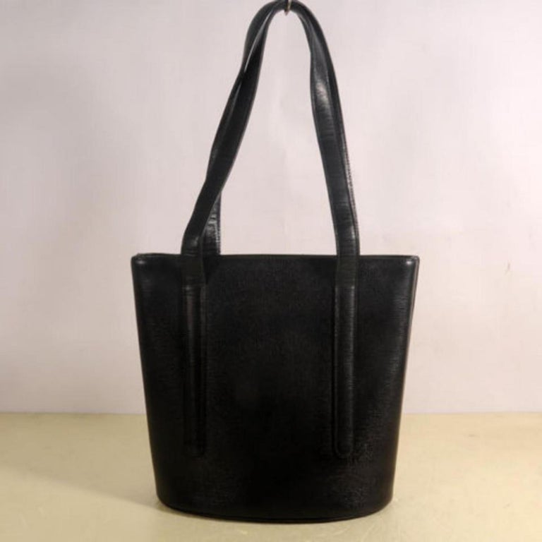 MCM Studded Bucket 868497 Black Coated Canvas Tote For Sale at 1stDibs