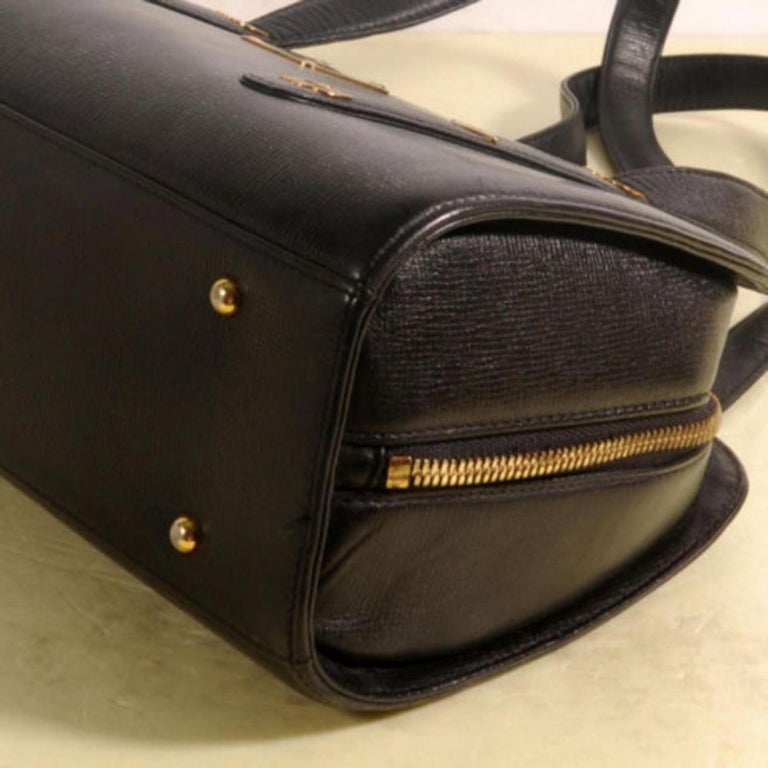 MCM Studded Dome 869507 Black Leather Tote For Sale at 1stDibs