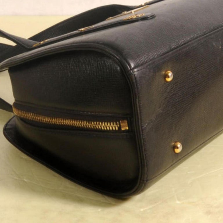 MCM Studded Dome 869507 Black Leather Tote For Sale at 1stDibs