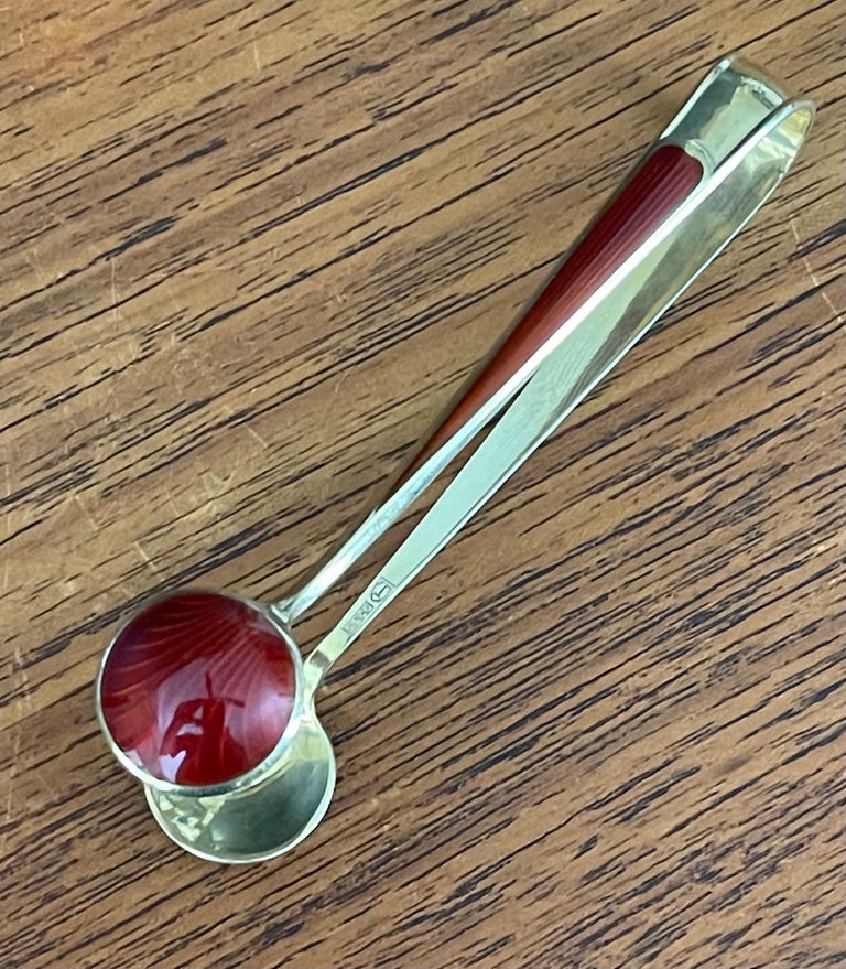 MCM Stylized Set of Salad Servers in Sterling Silver and Enamel by N.M ...