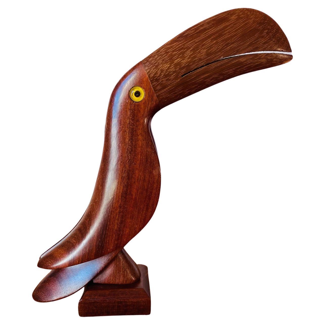 MCM Teak Toucan Sculpture For Sale at 1stDibs