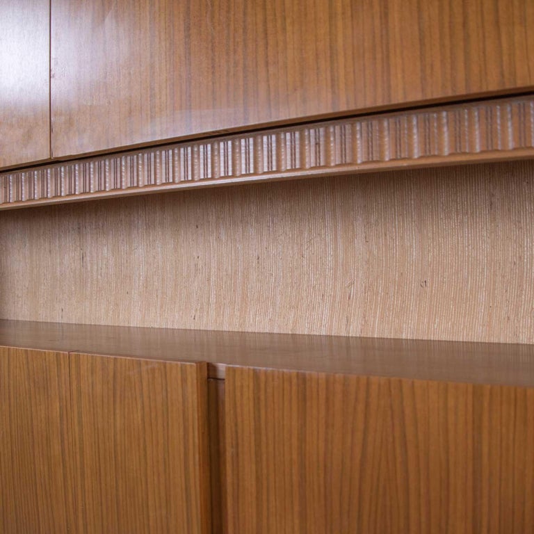 MCM Teak Veneer German Shrunk Wall Unit Secretary Liquor Cabinet 2 ...