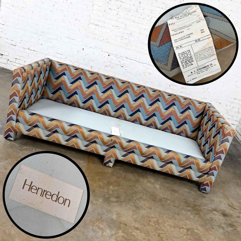 MCM to Modern Tuxedo Cube Sofa Upholstered Legs by Henredon Style Milo ...