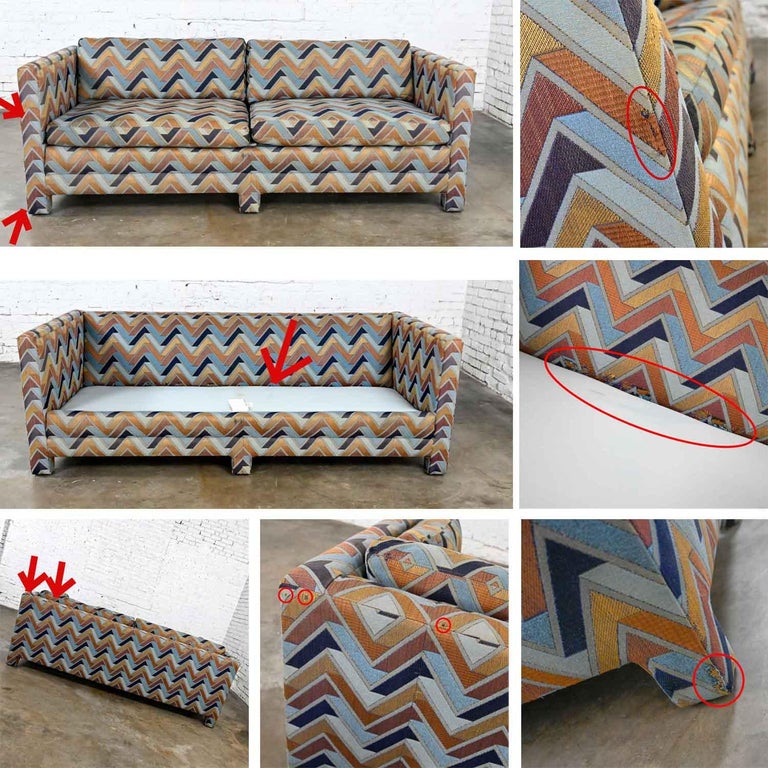 MCM to Modern Tuxedo Cube Sofa Upholstered Legs by Henredon Style Milo ...