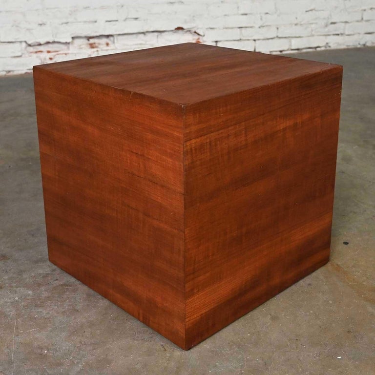 MCM to Scandinavian Modern Teak Veneer Cube Side End Table or Magazine ...