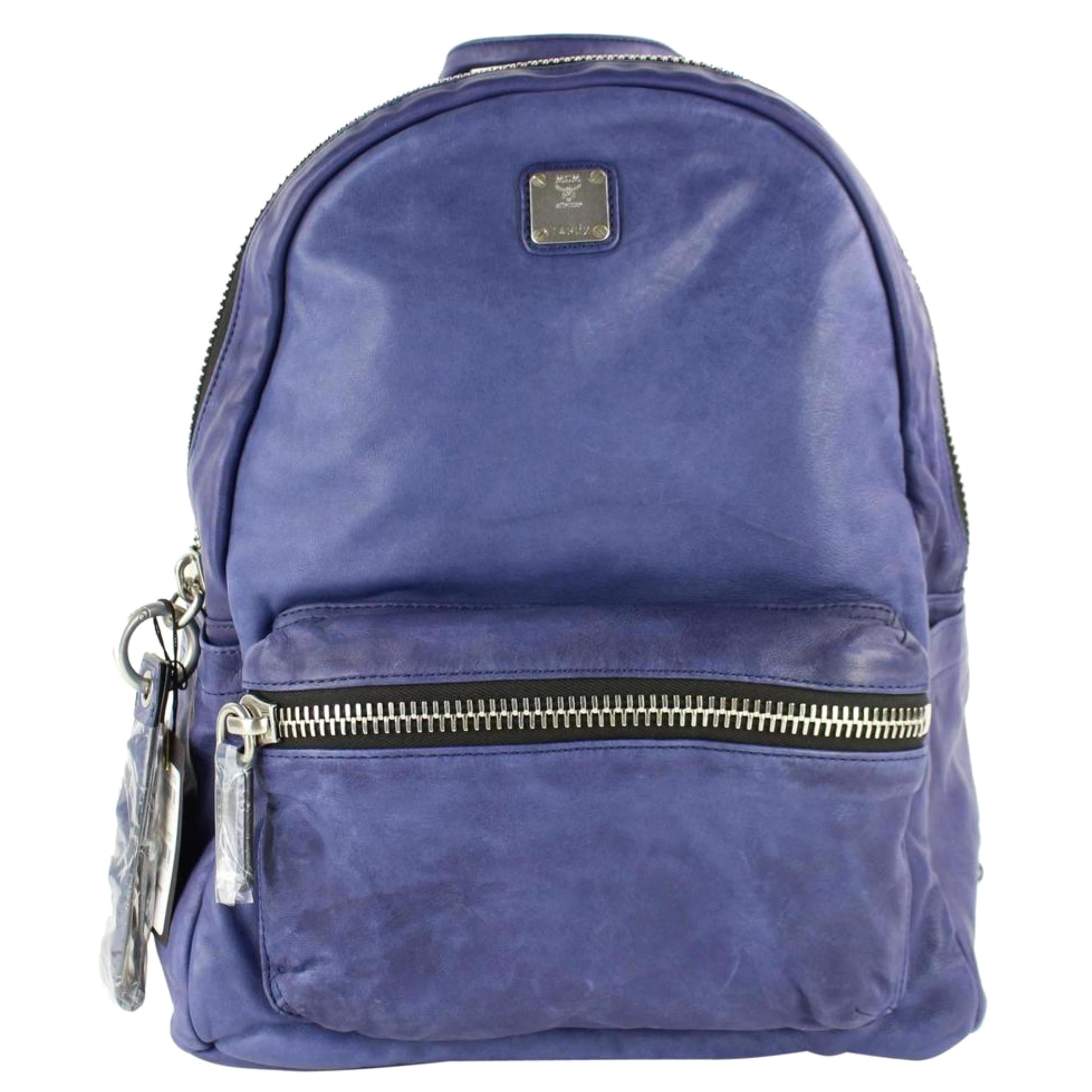 MCM Tumbler 16mcz0130 Blue Leather Backpack For Sale at 1stDibs