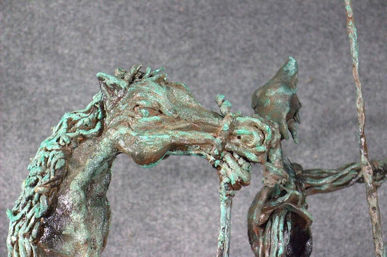 MCM Unique Artist Signed Verdigris Finished Don Quixote Man and Horse ...