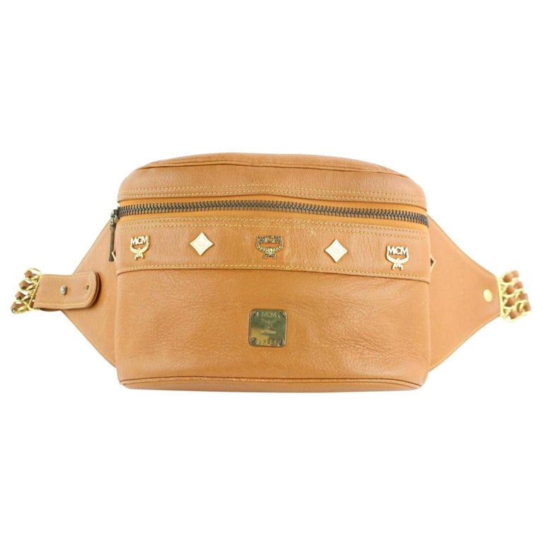 MCM Waist Cognac Studded Pack Belt Pouch 10mcz1812 Brown Leather Cross ...
